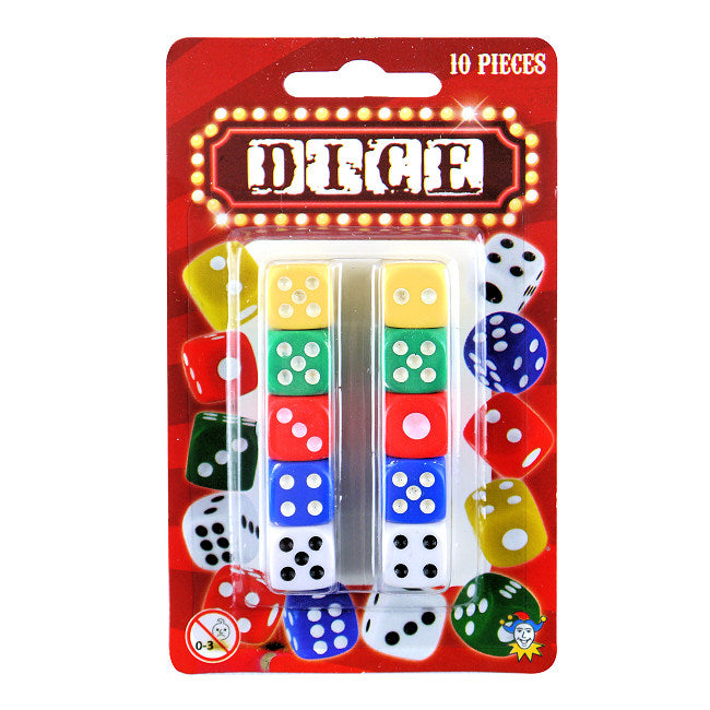 10pc Assorted Colour Dice Set (12) | Wilsons Toys