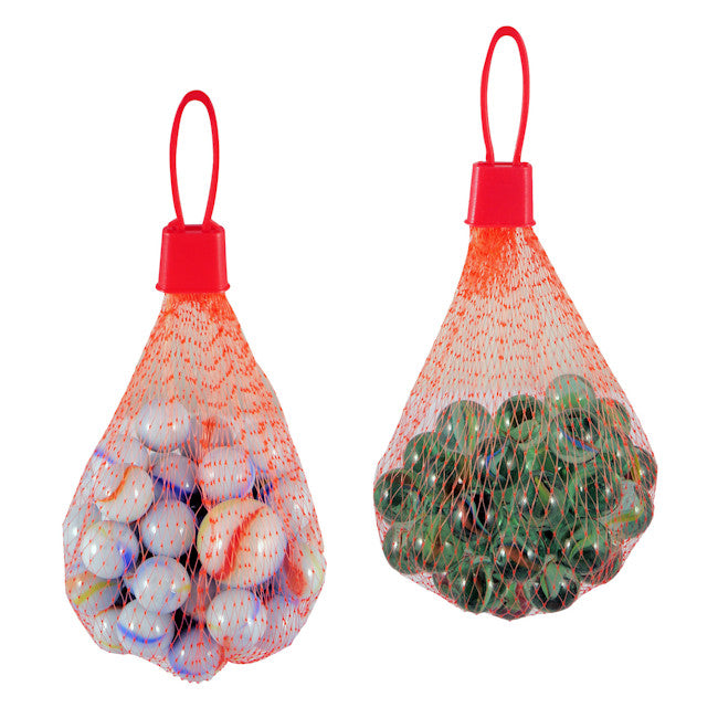 48+1pc Glass Marbles in a net bag (12) | Wilsons Toys